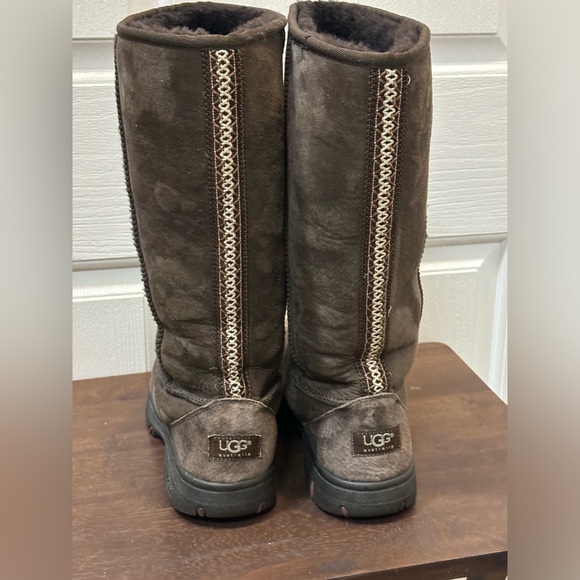 UGG | Shoes | Ugg Australia Dark Brown Leather Sheepskin Ultimate Tall Braid 534 Boots | Poshmark